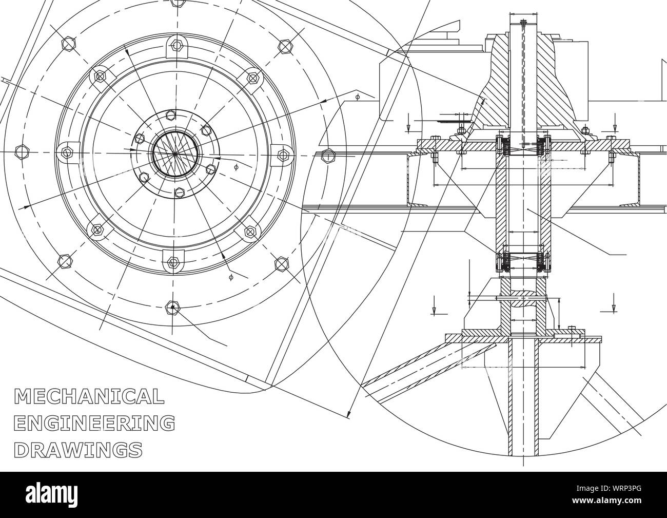 Mechanical engineering drawings. Vector. White Stock Vector Image & Art ...