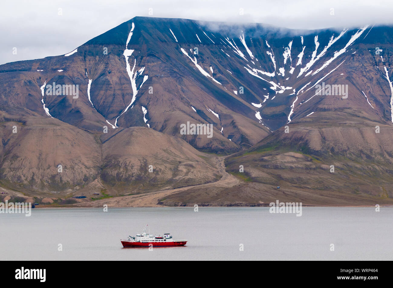 Ship in bay just outside of port, Longyearbyen, Svalbard, Norway Stock ...