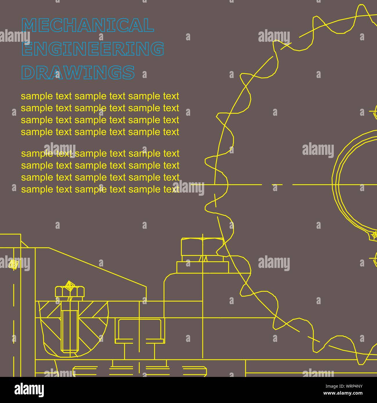 Mechanical engineering drawings on a gray background. Vector Stock ...