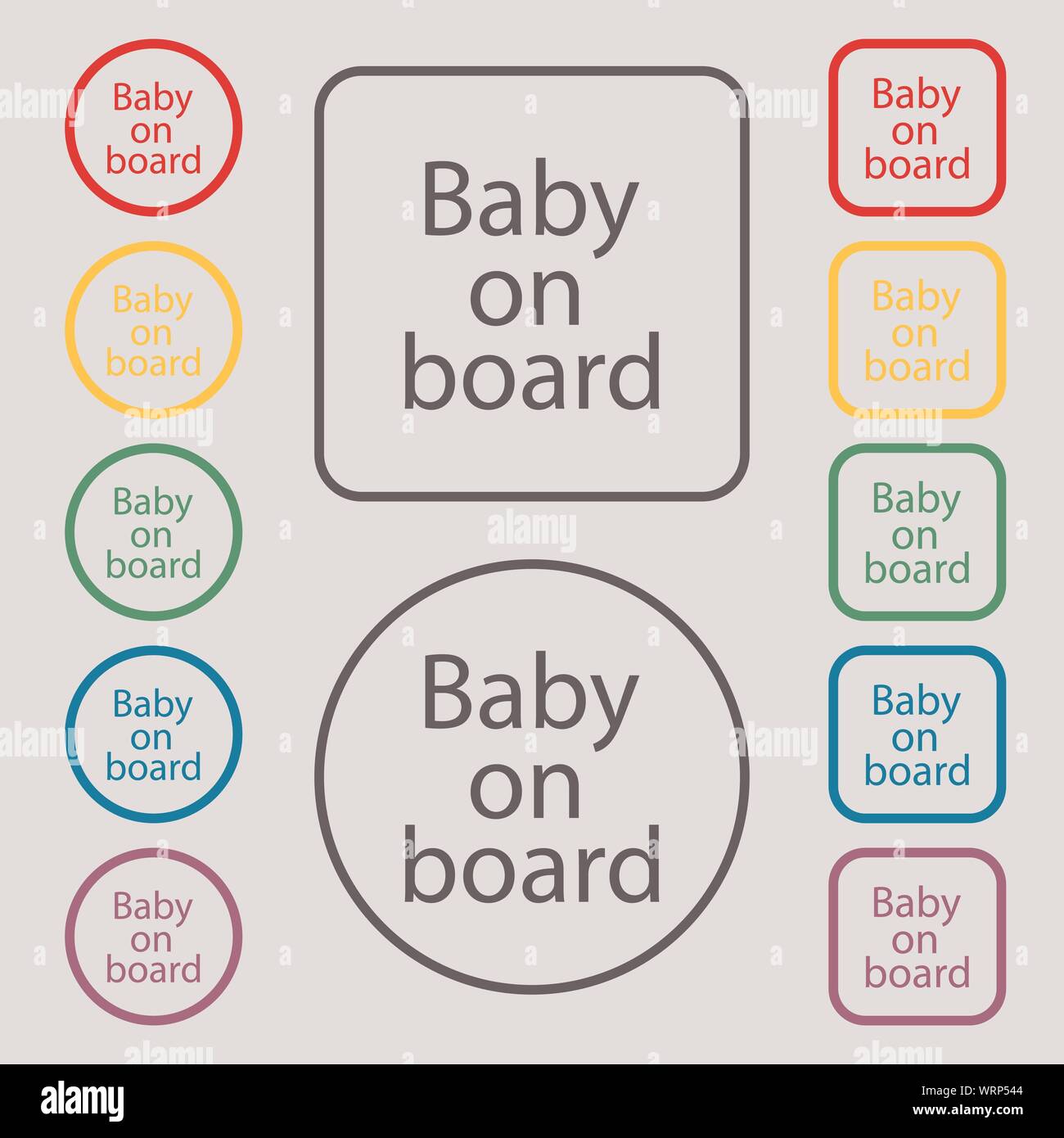 Baby on board sign icon. Infant in car caution symbol. Symbols on the ...