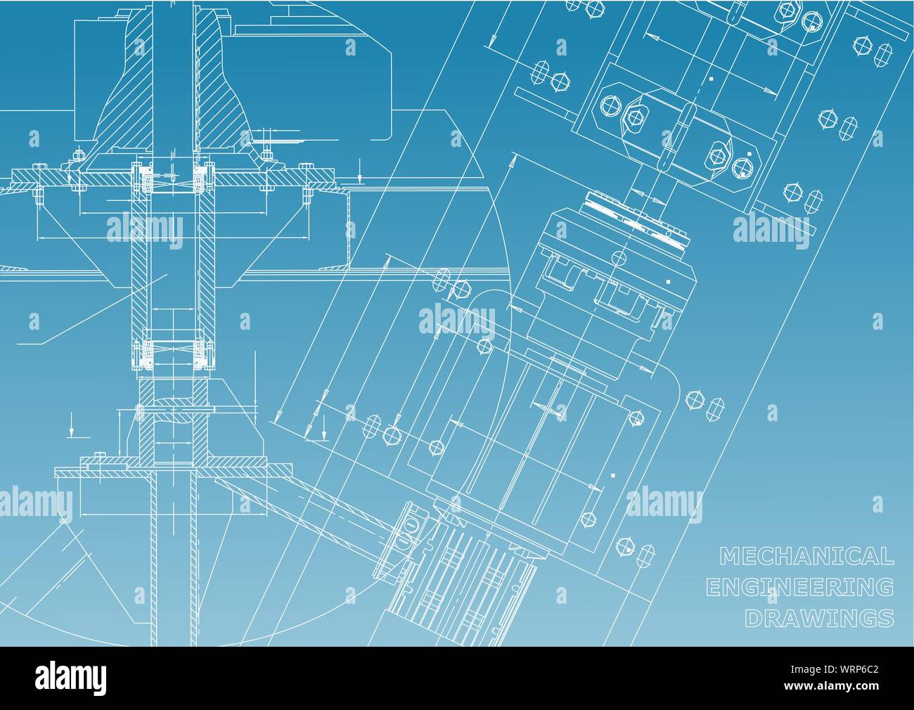 Mechanical engineering drawings. Technical Design. Blueprints. Blue and ...