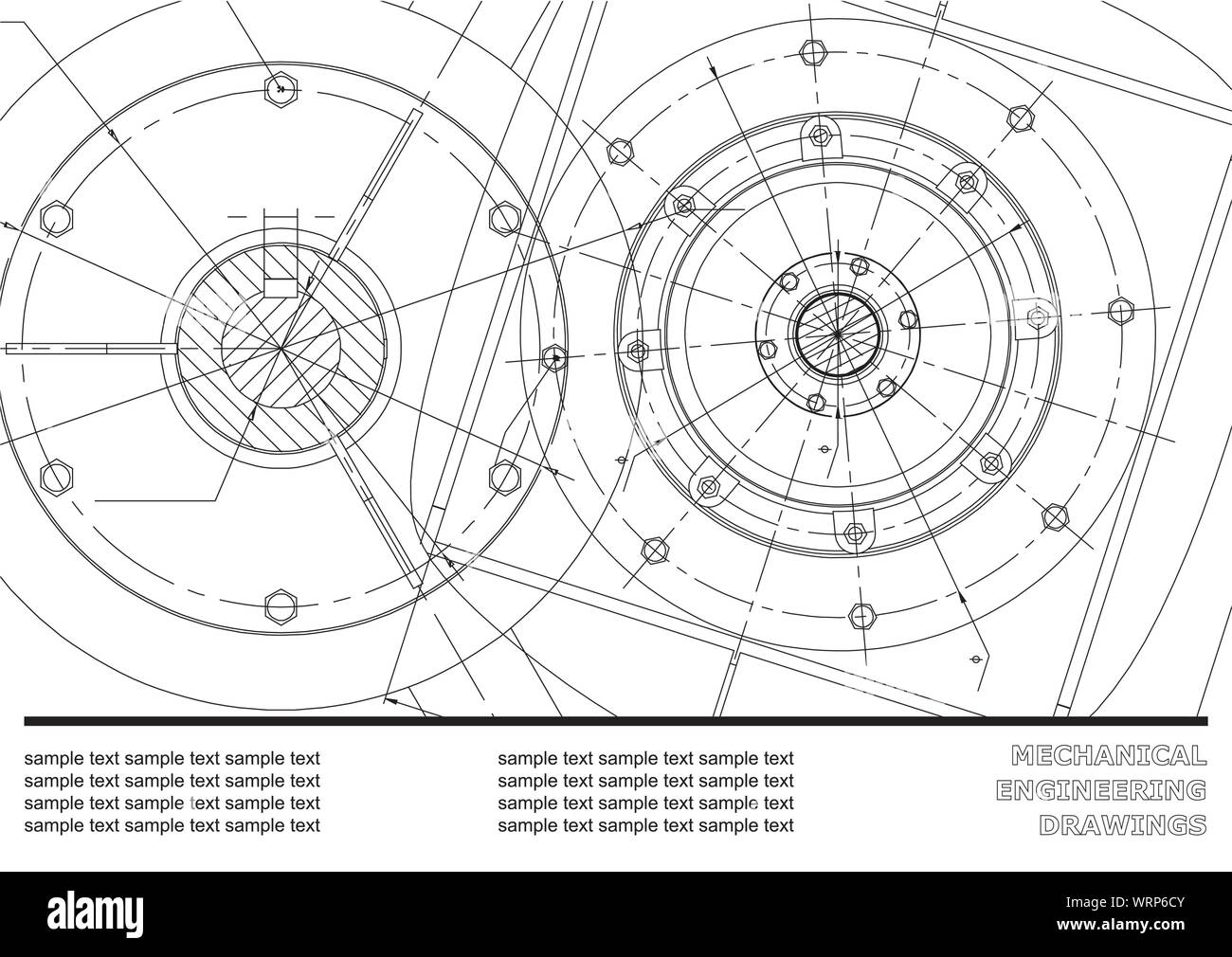 Vector Mechanical engineering drawings on a white background ...