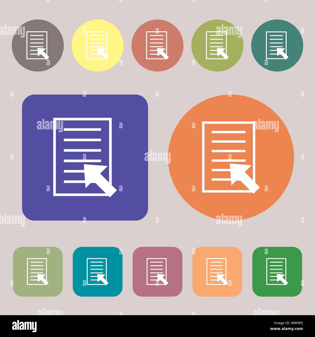 Text file sign icon. File document symbol. 12 colored buttons. Flat ...