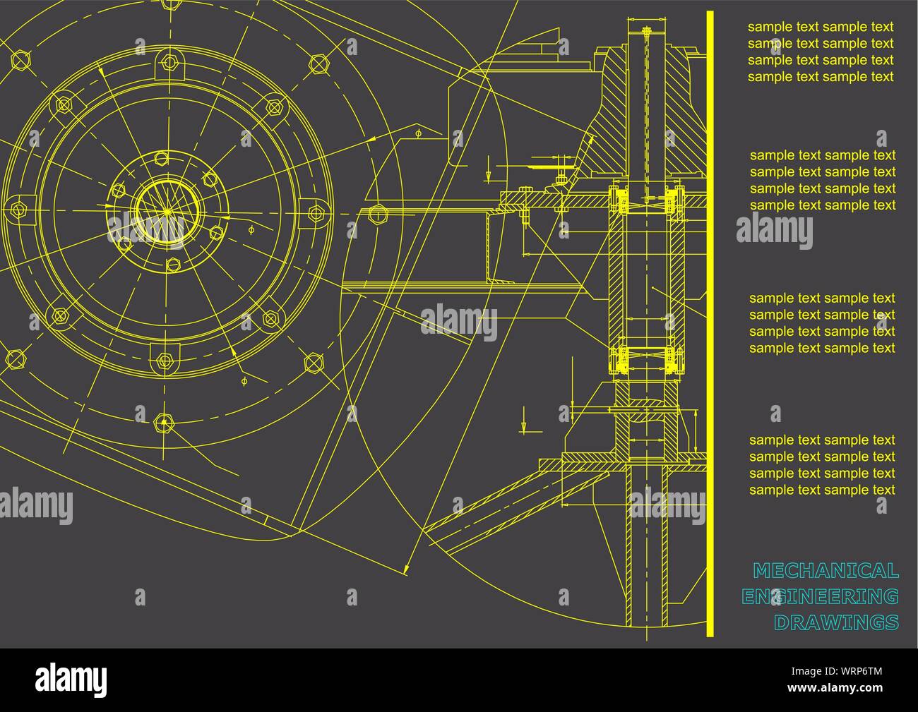 Mechanical engineering drawings. Vector engineering drawing. Gray Stock ...