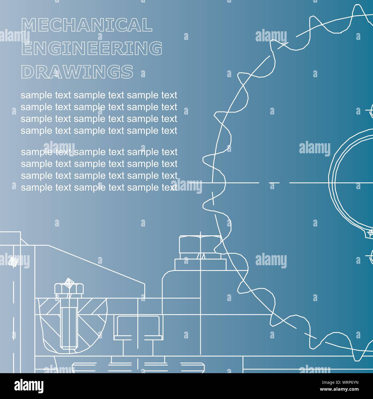 Mechanical engineering drawings on a blue background. Vector Stock ...
