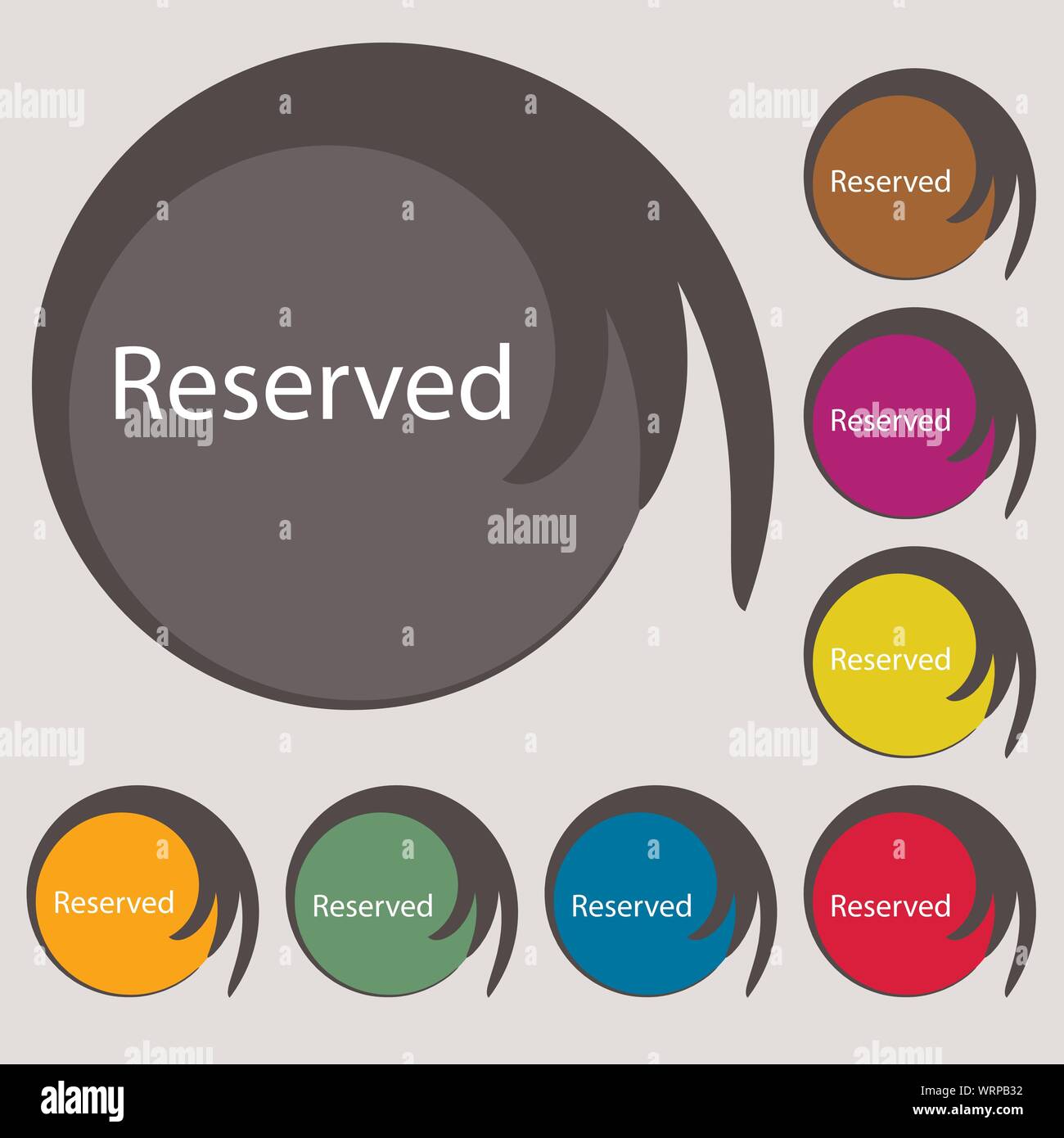 Reserved sign icon. Symbols on eight colored buttons. Vector Stock ...