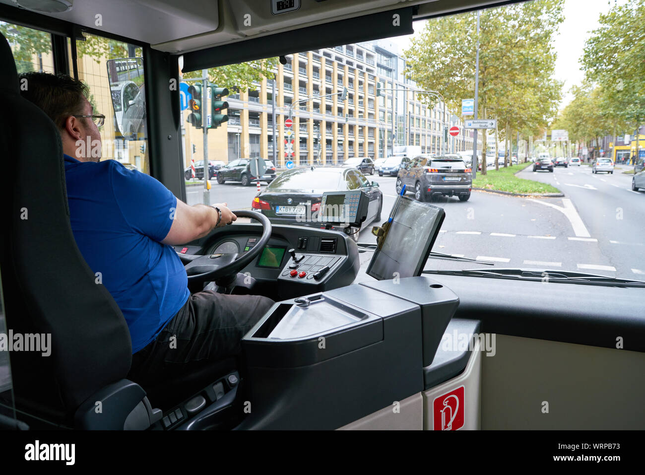 COLOGNE, GERMANY - CIRCA SEPTEMBER, 2018: interior shot of a bus in ...