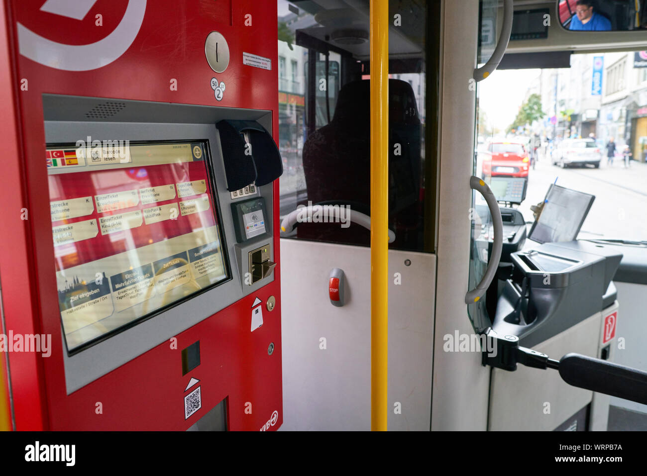 COLOGNE, GERMANY - CIRCA SEPTEMBER, 2018: a ticket machine at a bus in ...