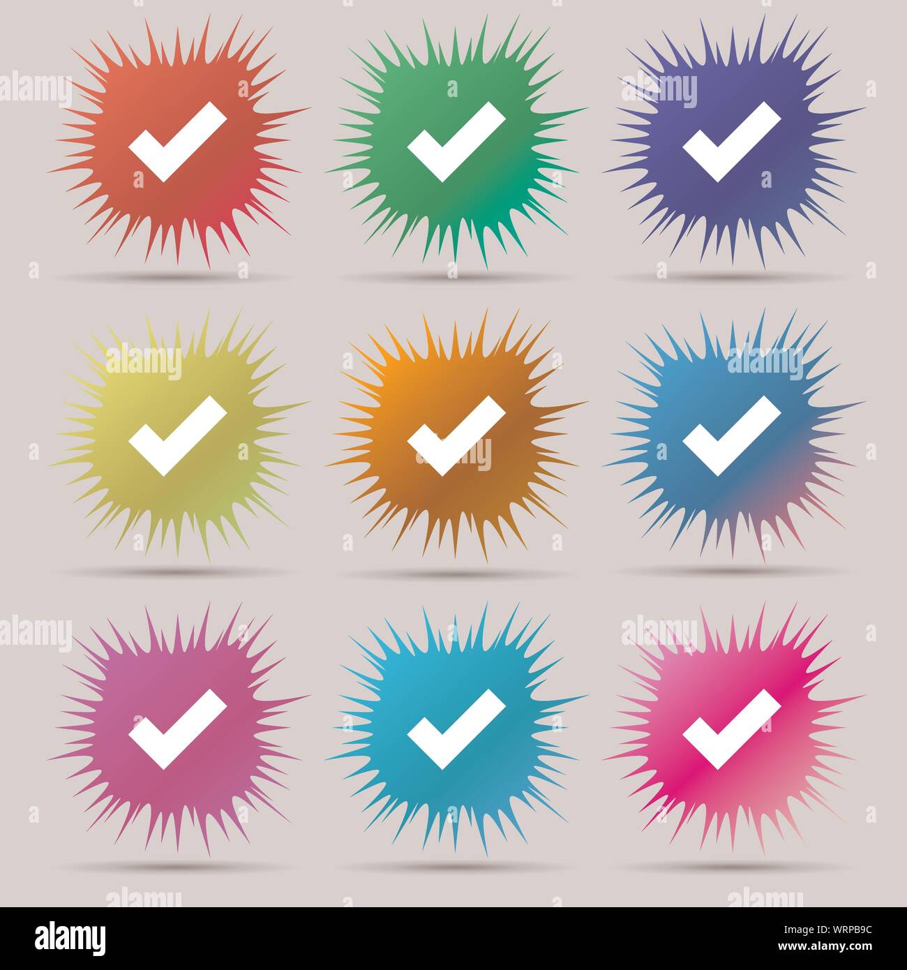 Check mark sign icon . Confirm approved symbol. Nine original needle ...