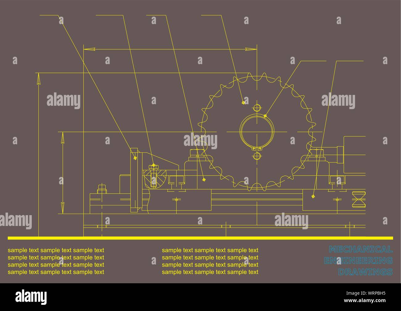Mechanical drawings on a gray background. Engineering illustration ...