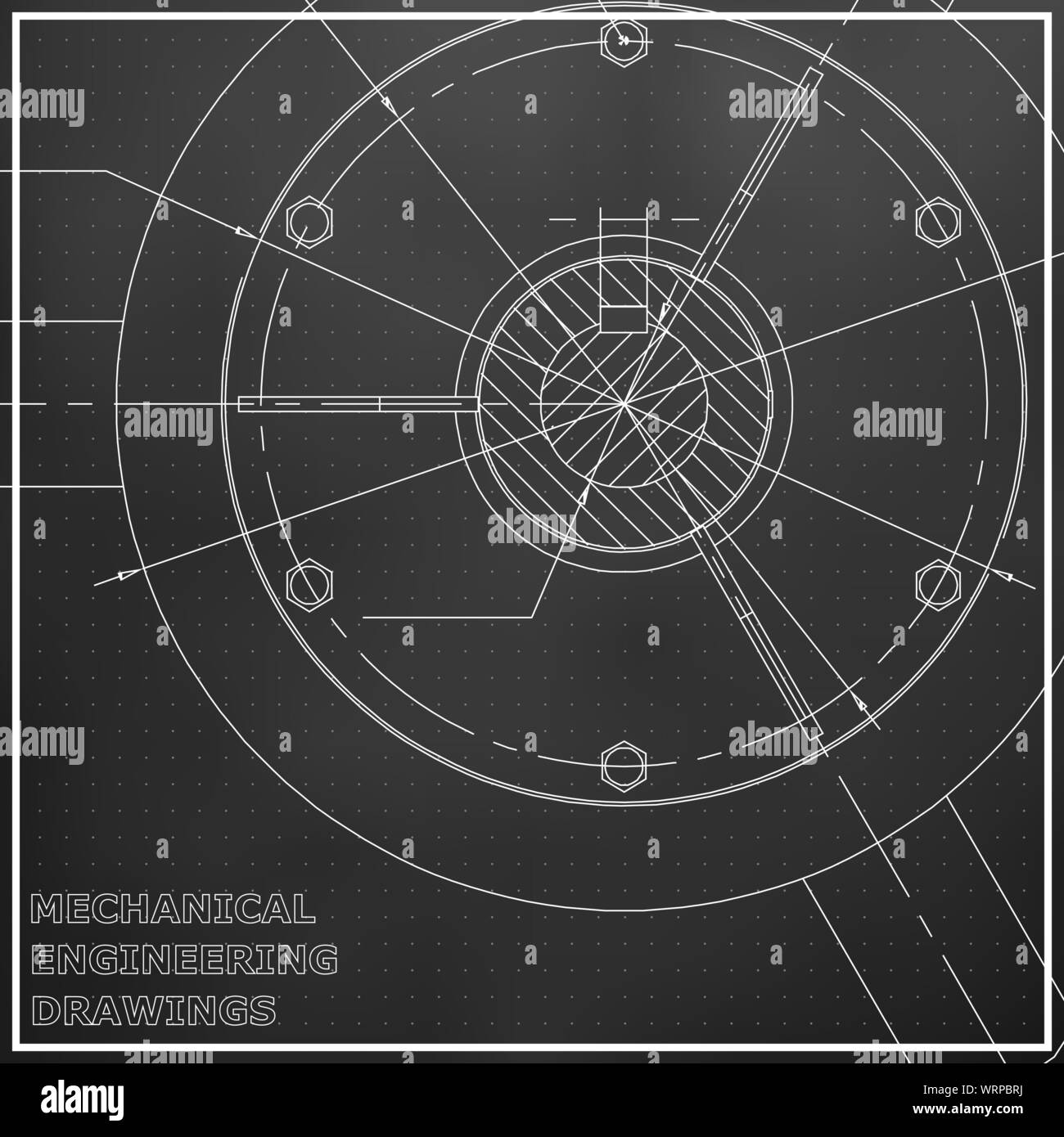 Mechanical engineering drawings. Engineering illustration. Black ...