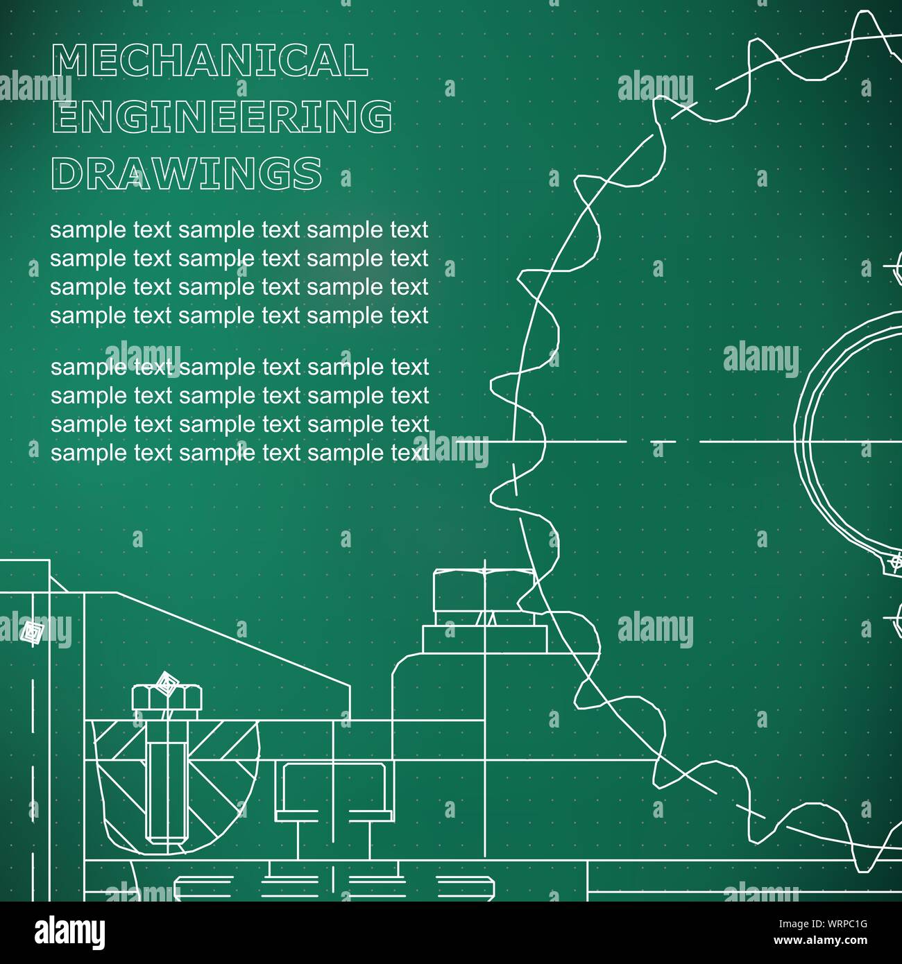 Mechanical engineering drawing. Vector. Light green. Points Stock ...
