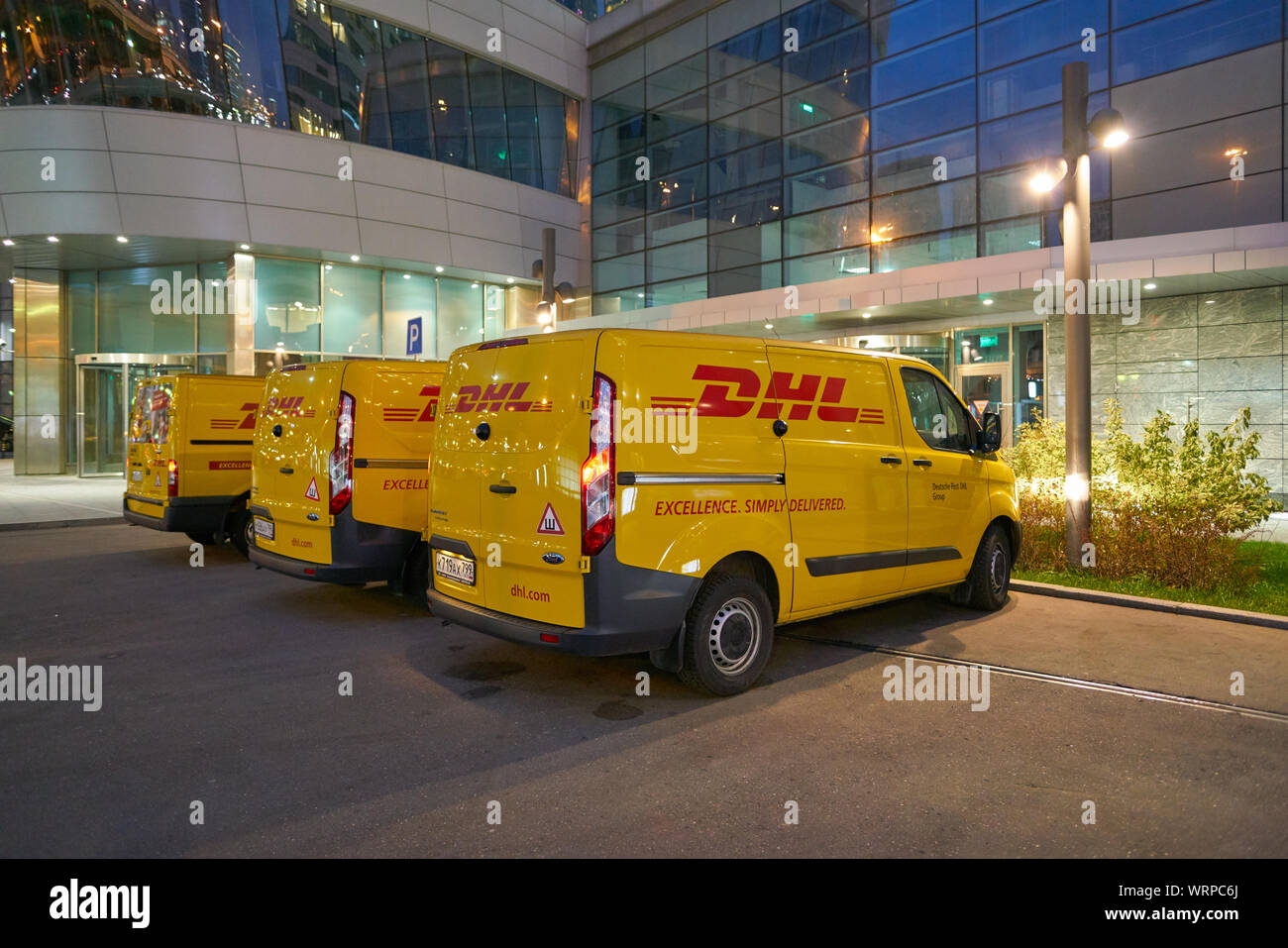 MOSCOW, RUSSIA - CIRCA OCTOBER, 2018: DHL vans seen parked at Moscow ...