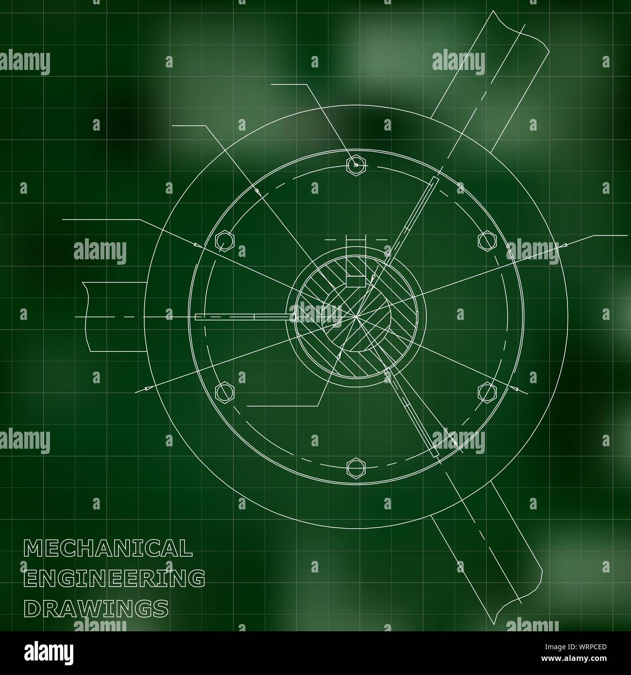 Mechanical engineering drawings. Engineering. Green. Grid Stock Vector ...