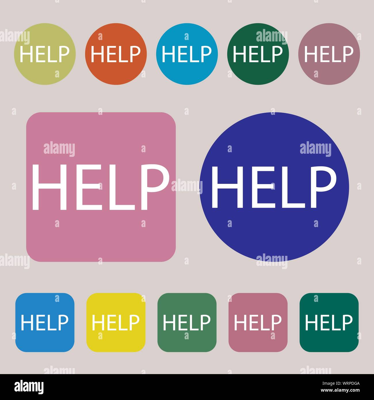 Help point sign icon. Question symbol. 12 colored buttons. Flat design ...