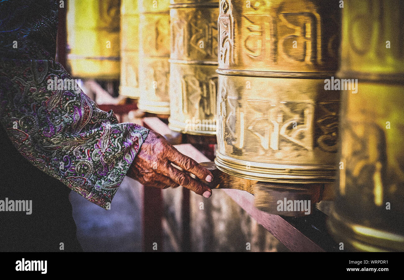 Hand Prayer Wheel High Resolution Stock Photography and Images - Alamy