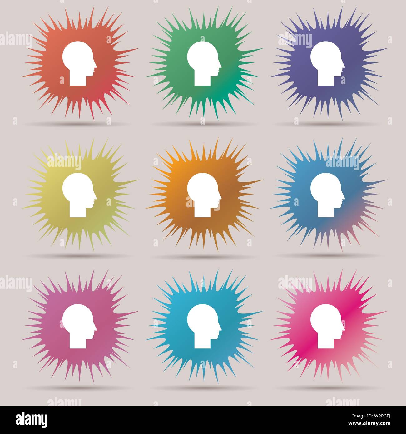 User sign icon. Person symbol. Set colourful buttons. Nine original ...