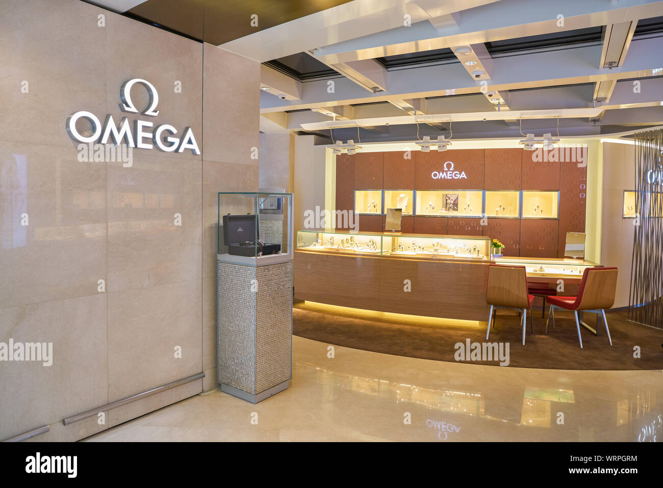 HONG KONG, CHINA - CIRCA APRIL, 2019: interior shot of Omega store in ...