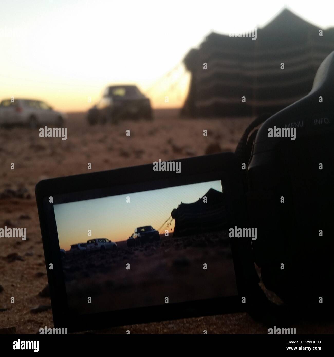 Cars At Desert Photographed On Camera Stock Photo - Alamy
