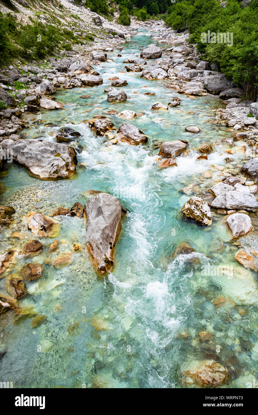 River Lumi i Vablones in National Park Valbona in Albania, Europe Stock ...