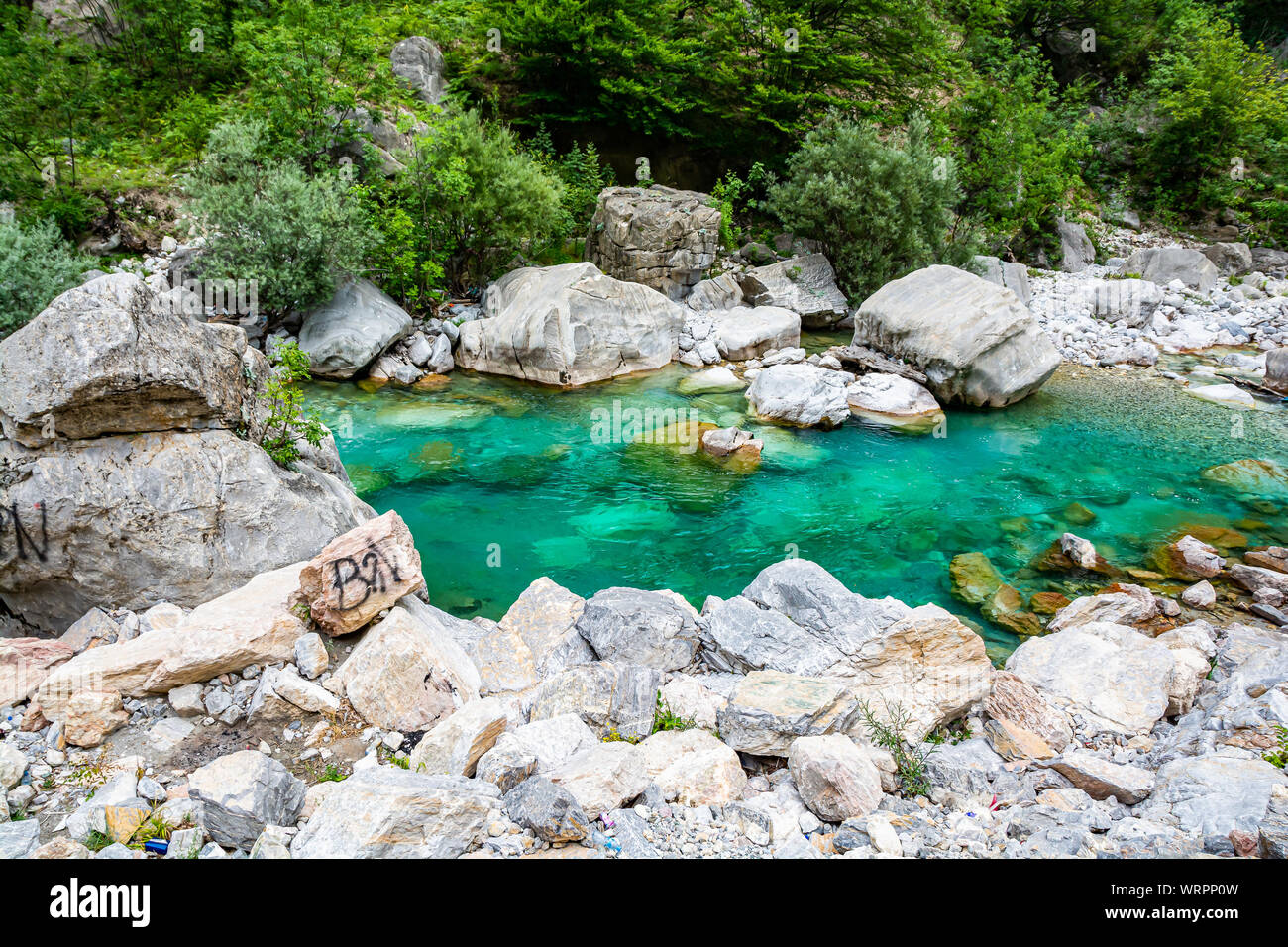 River Lumi i Vablones in National Park Valbona in Albania, Europe Stock ...