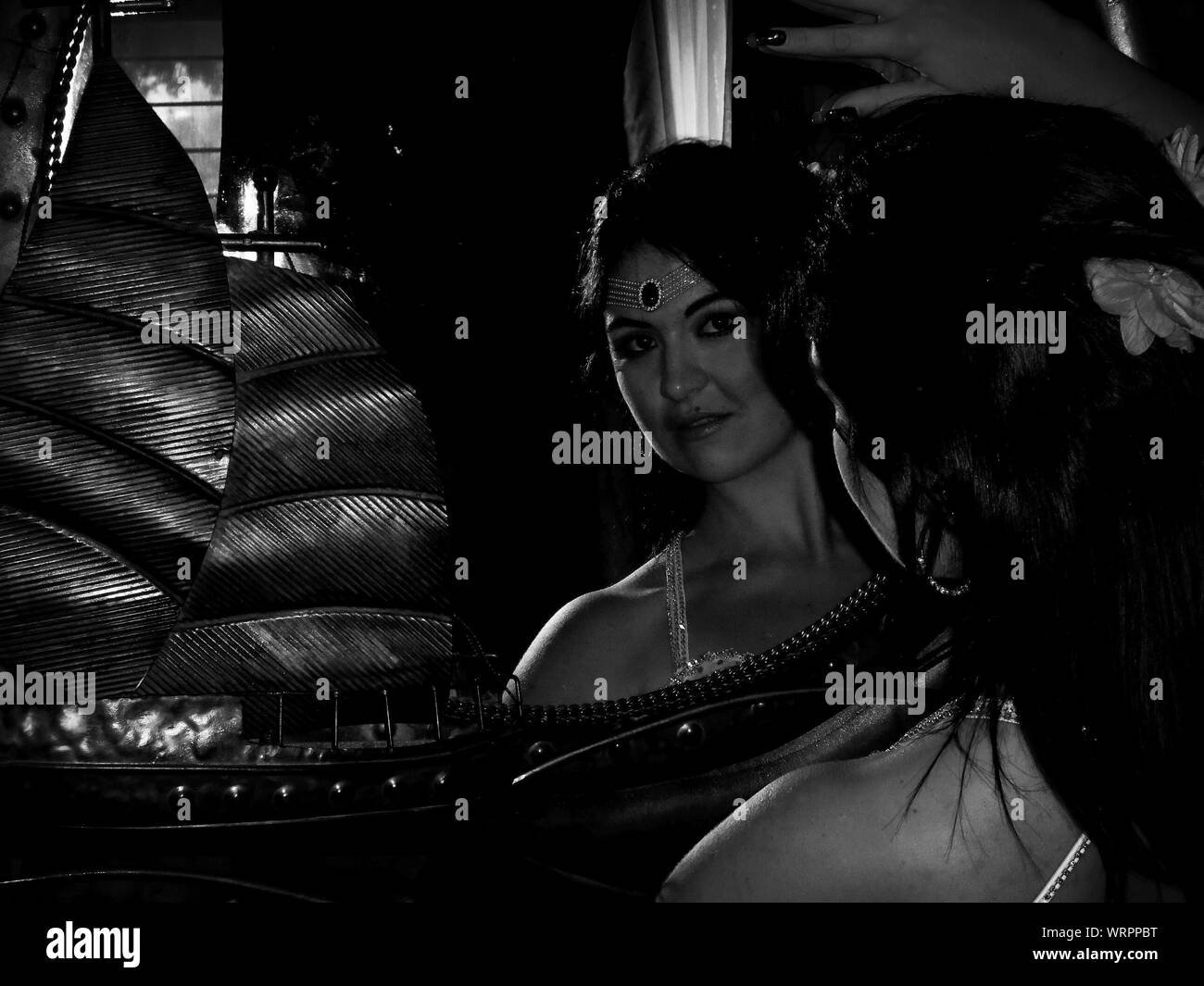 Woman rear view mirror Black and White Stock Photos & Images - Alamy