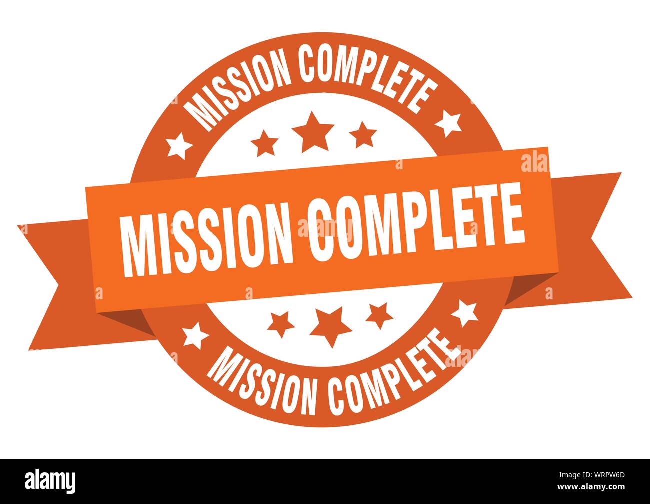 mission complete ribbon. mission complete round orange sign. mission ...