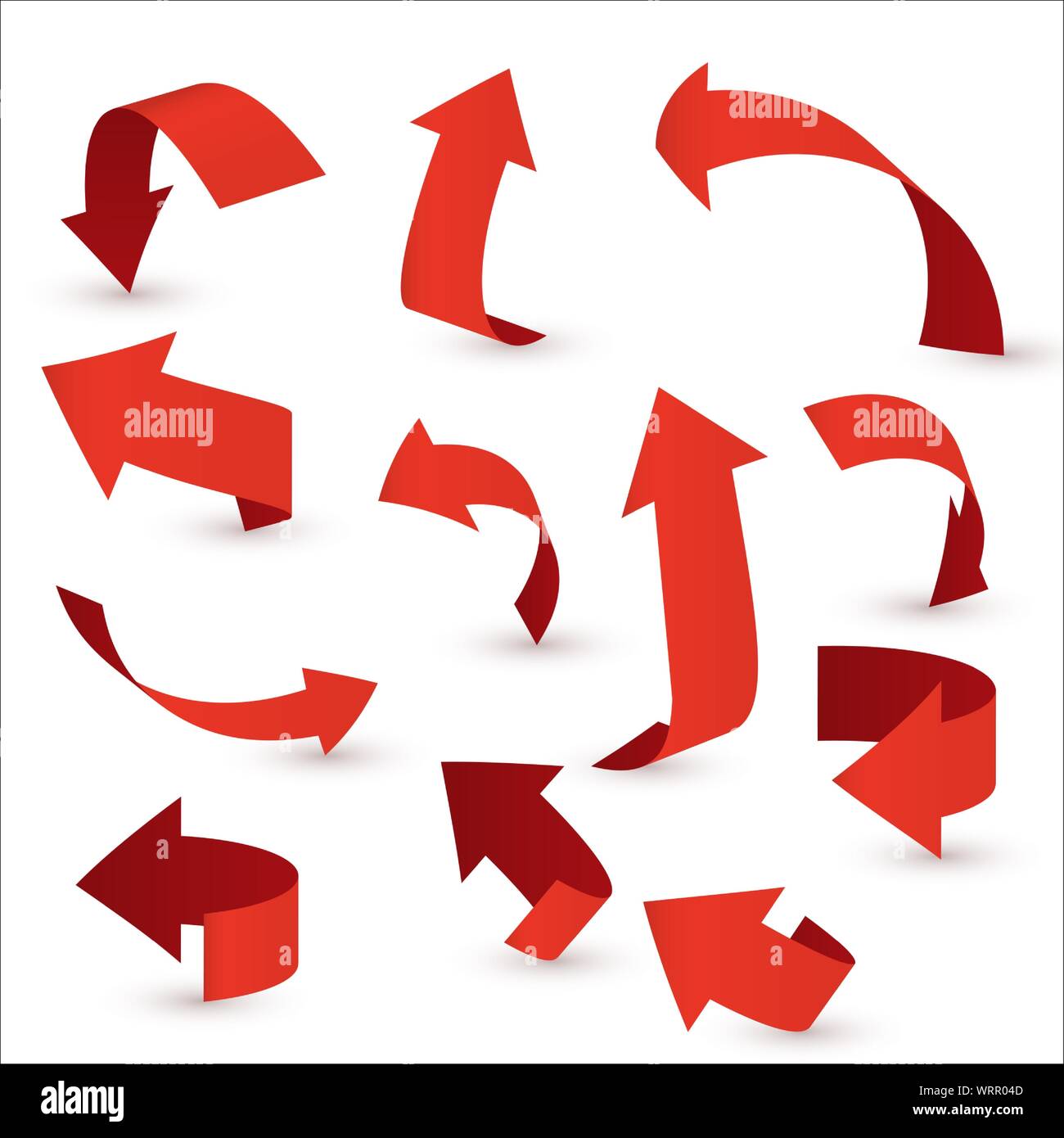 Red ribbon arrow set. Arrow stickerst various angles and directions ...