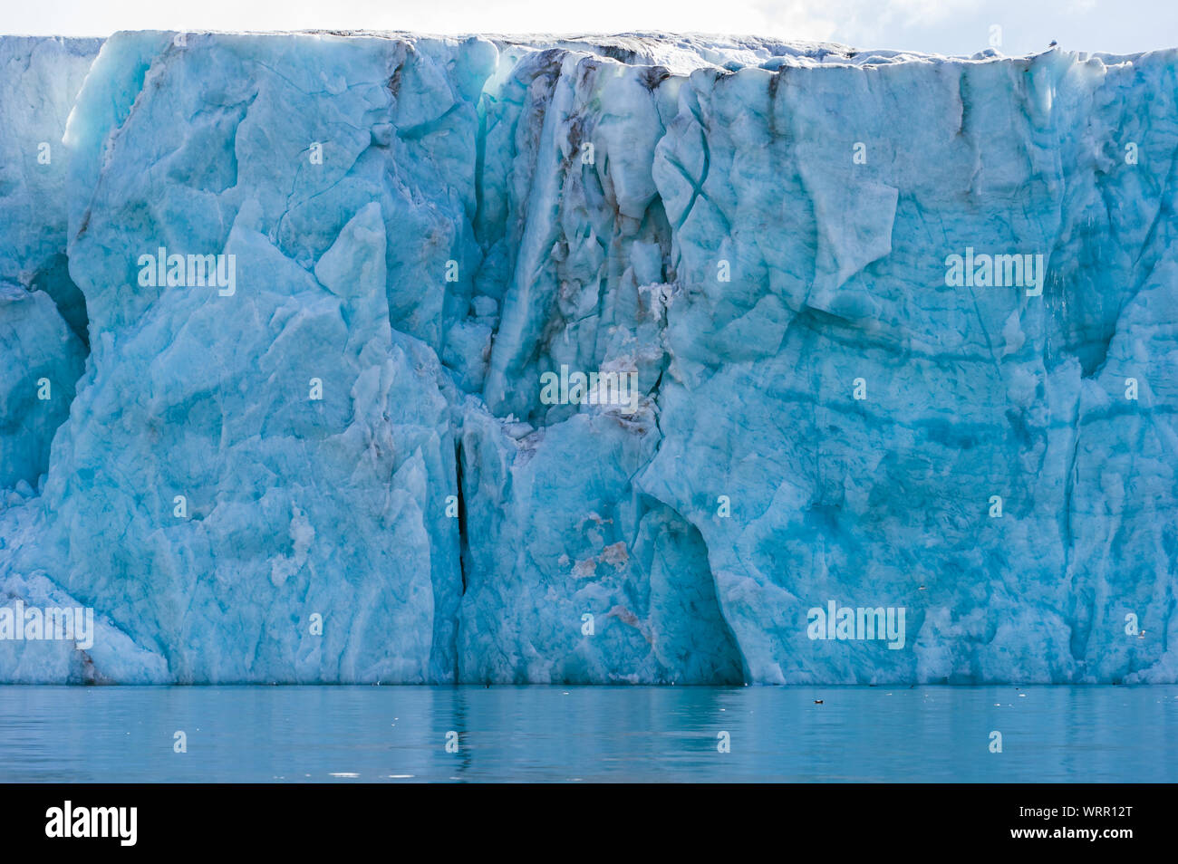 The end of a glacier in the Arctic Circle where it falls into the ...