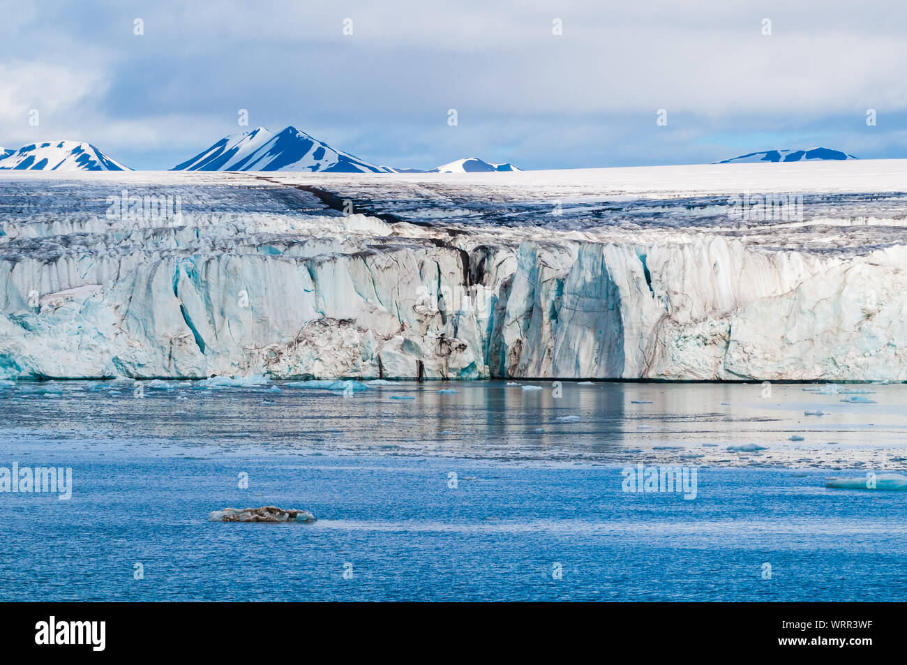 The end of a glacier in the Arctic Circle where it falls into the ...