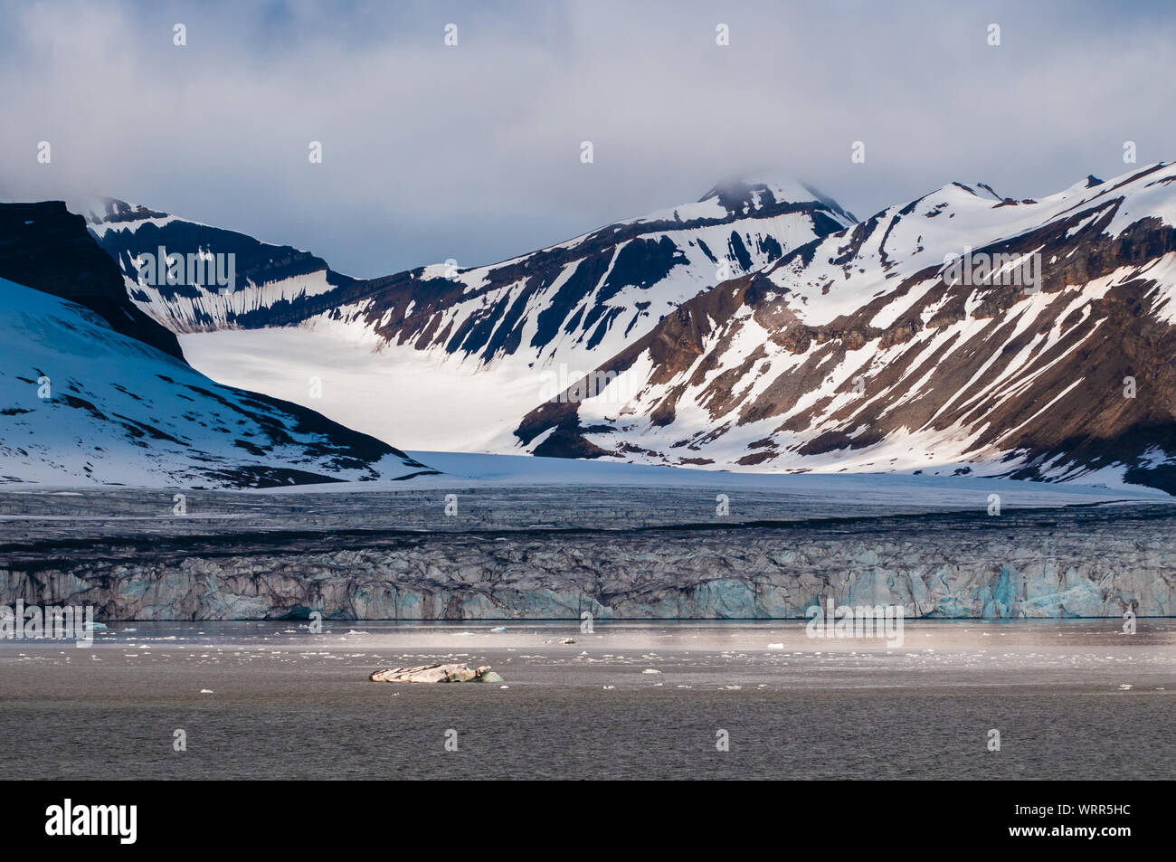 The end of a glacier in the Arctic Circle where it falls into the ...