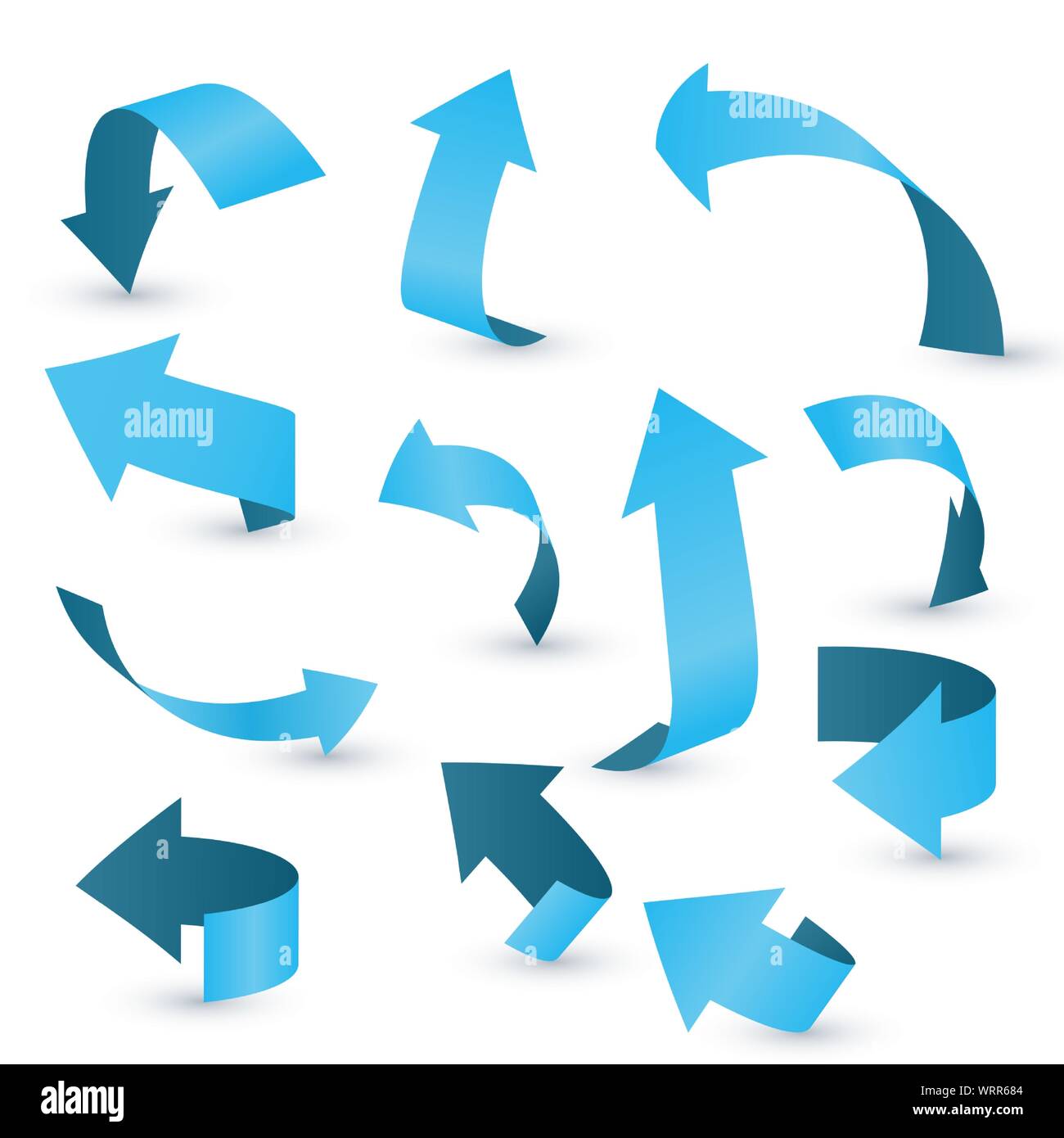 Blue ribbon arrow set. Arrow stickerst various angles and directions ...