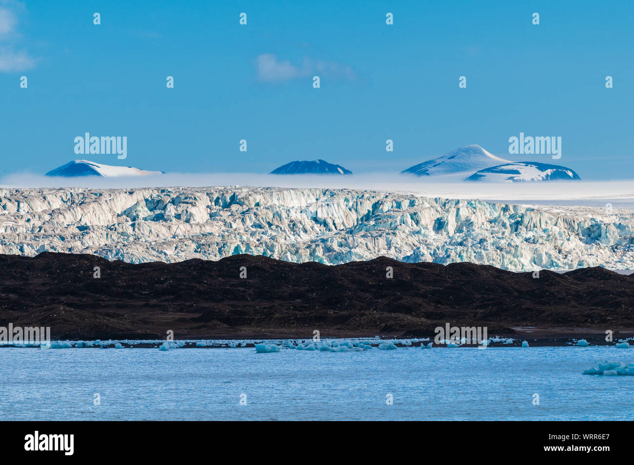 The end of a glacier in the Arctic Circle where it falls into the ...