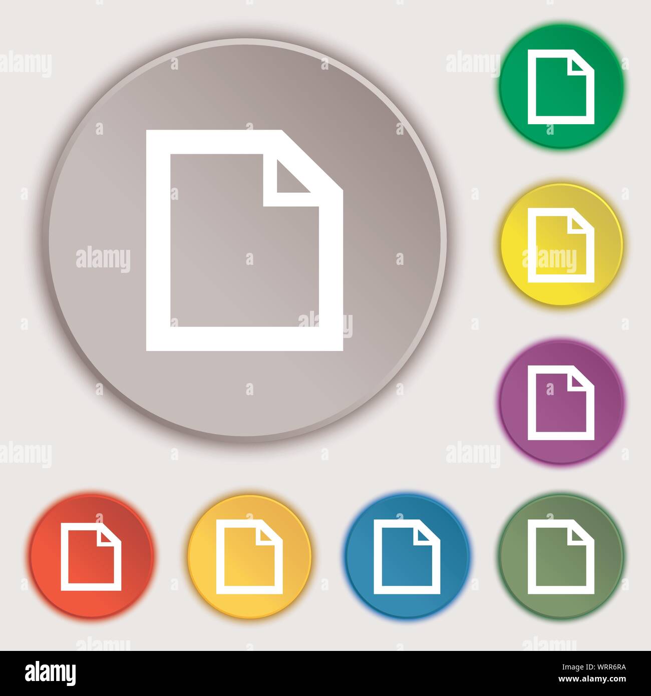 Edit document sign icon. content button. Symbols on eight flat buttons ...