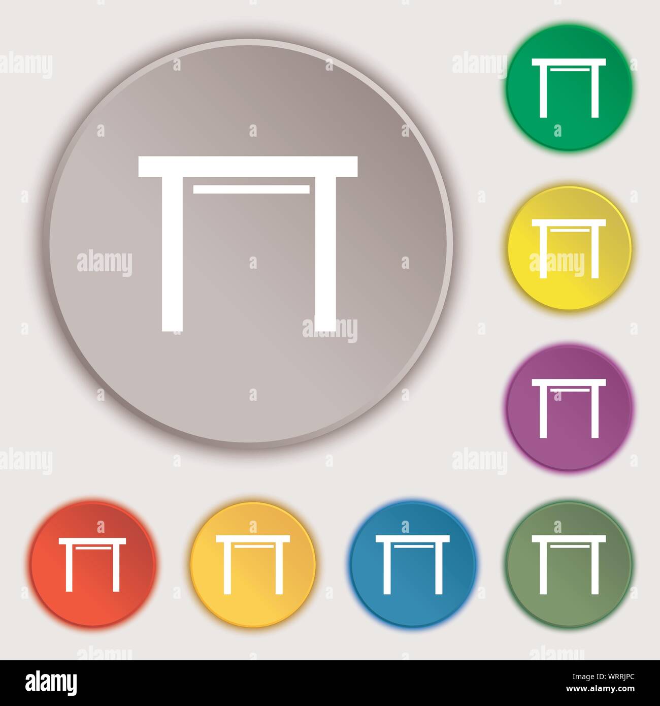 stool seat icon sign. Symbols on eight flat buttons. Vector Stock ...