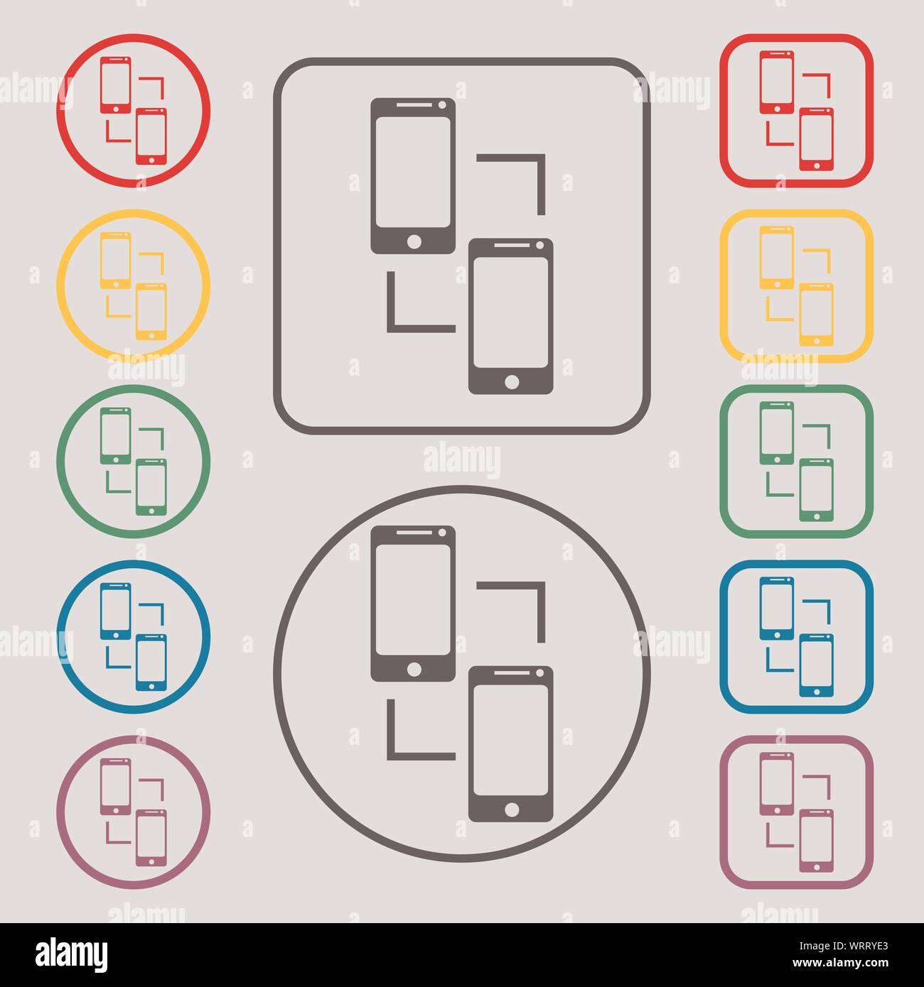 Synchronization sign icon. communicators sync symbol. Data exchange. Symbols on the Round and ...