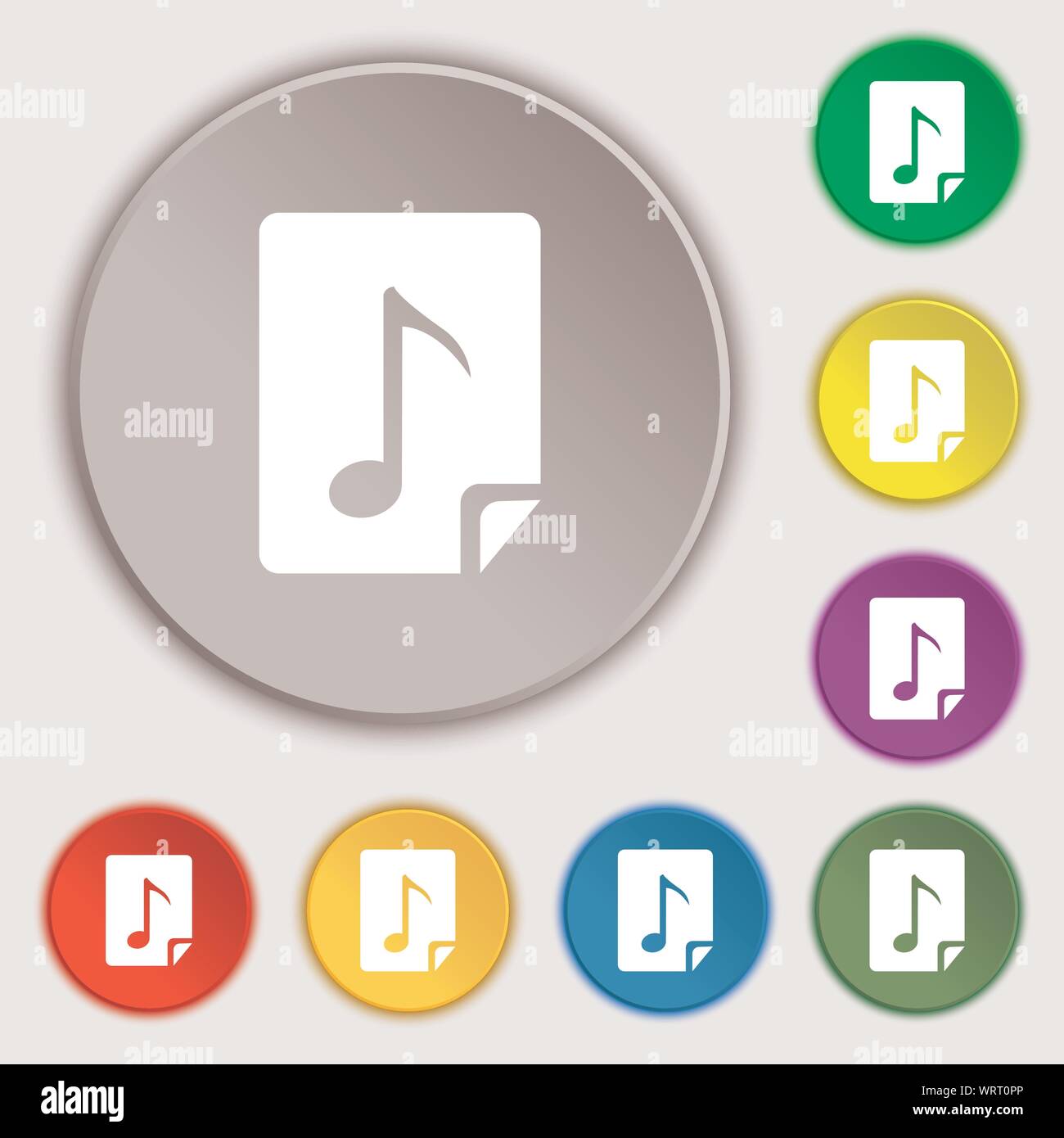 Audio, MP3 file icon sign. Symbols on eight flat buttons. Vector Stock ...