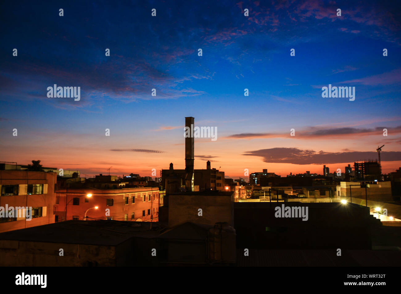 perfect sunset with beautiful colors at the Peruvian capital Lima Stock ...