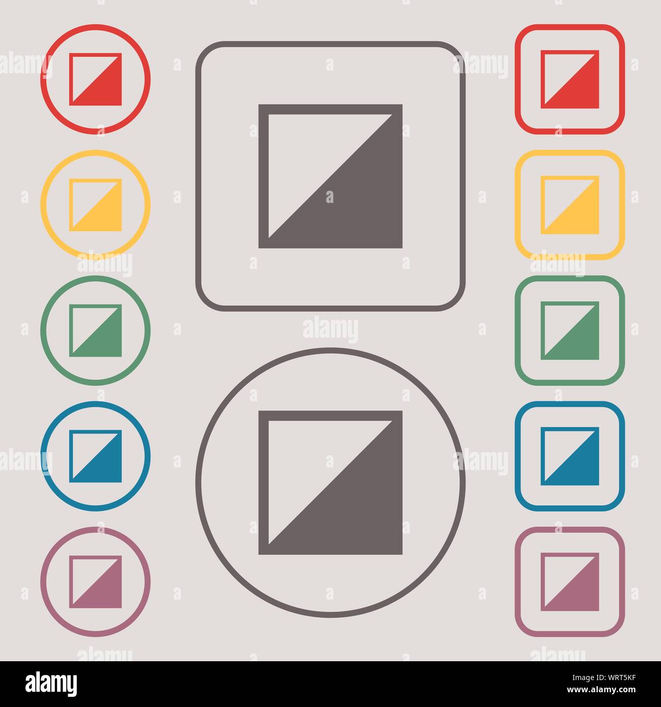 contrast icon sign. Symbols on the Round and square buttons with frame ...