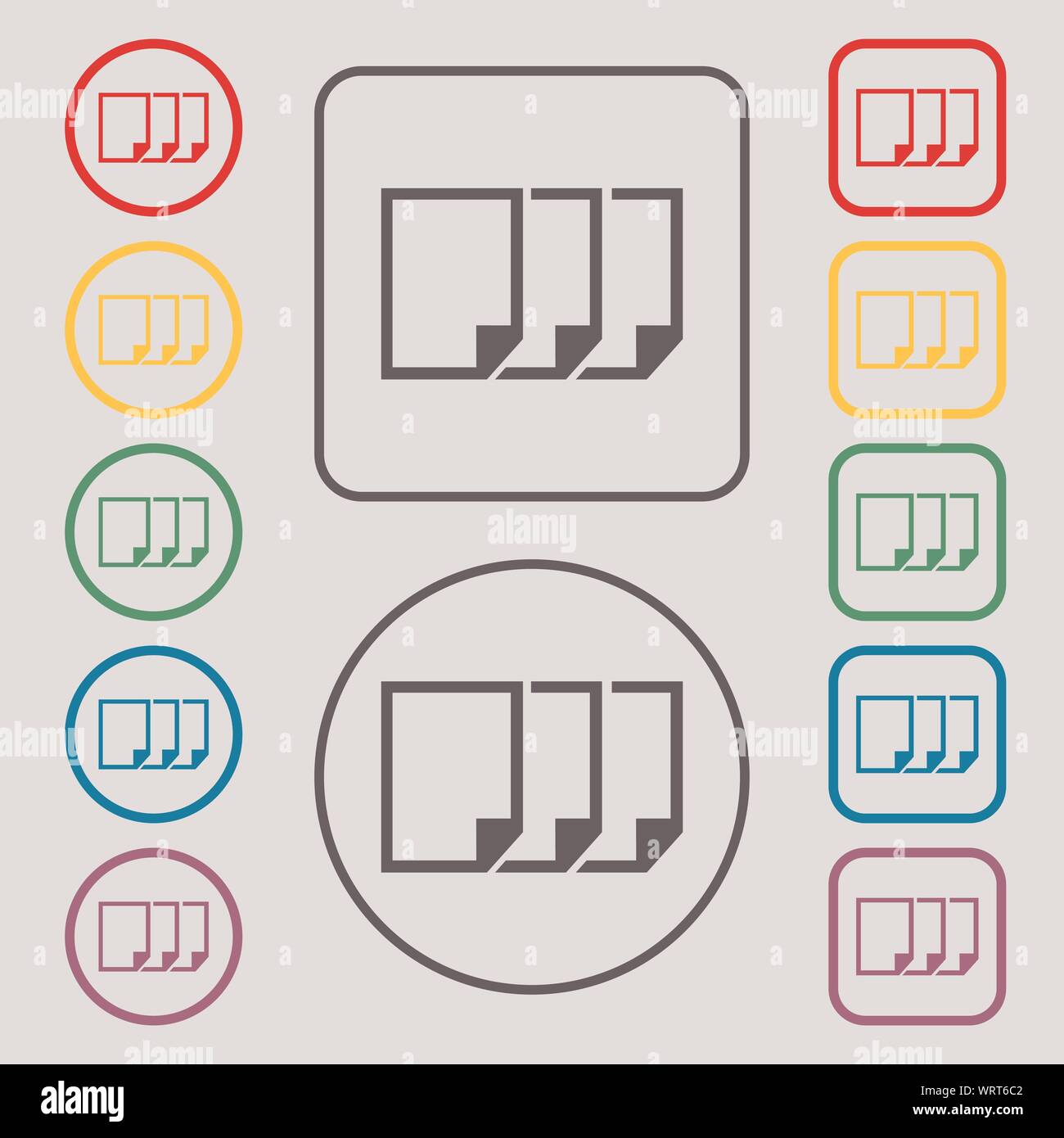 Copy File Sign Icon Duplicate Document Symbol Symbols On The Round And Square Buttons With
