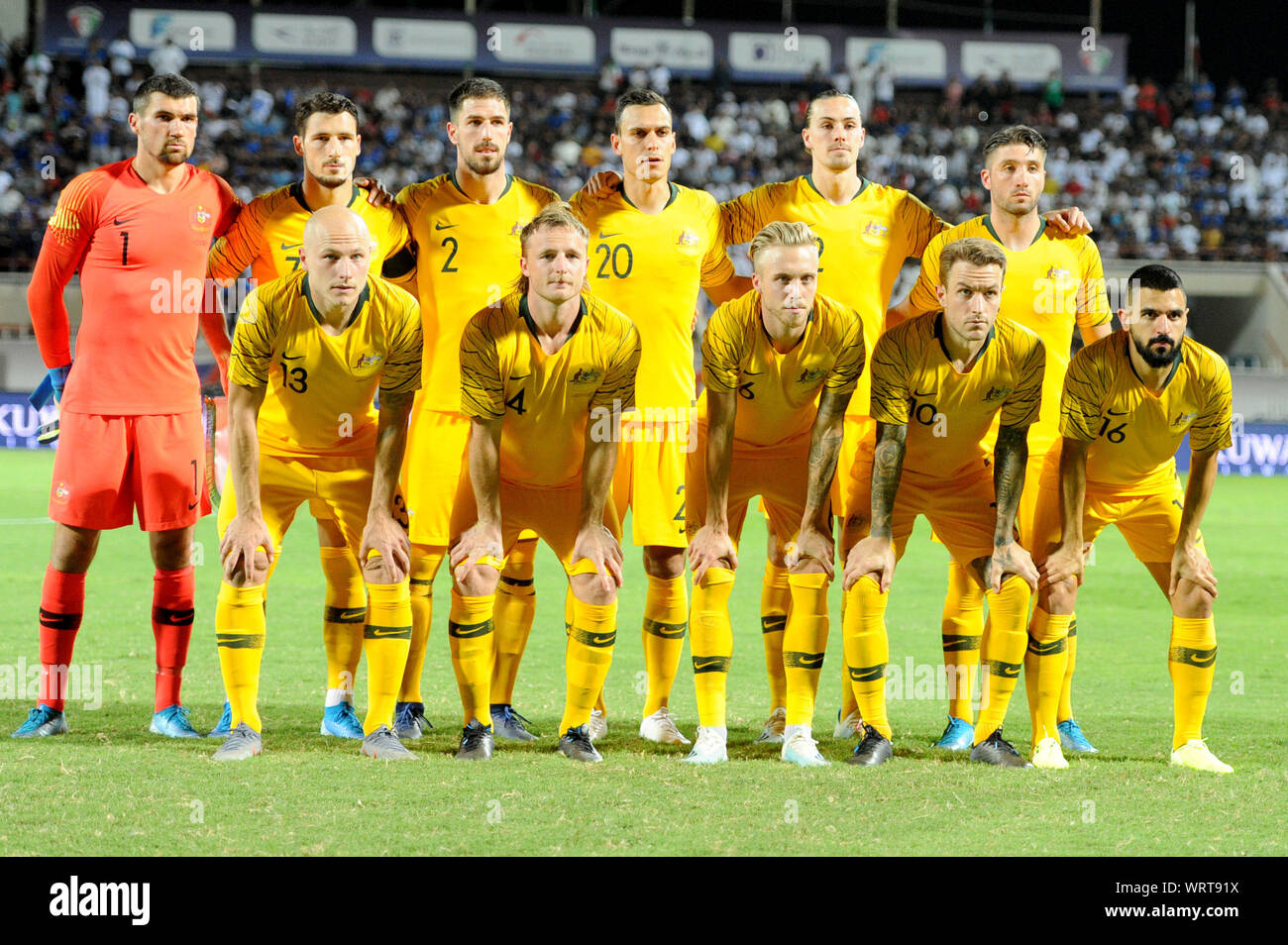 Kuwait City, Kuwait. 10th Sep, 2019. Players of Australia pose before ...