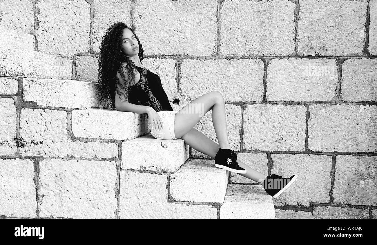 Side view of staircase Black and White Stock Photos & Images - Alamy