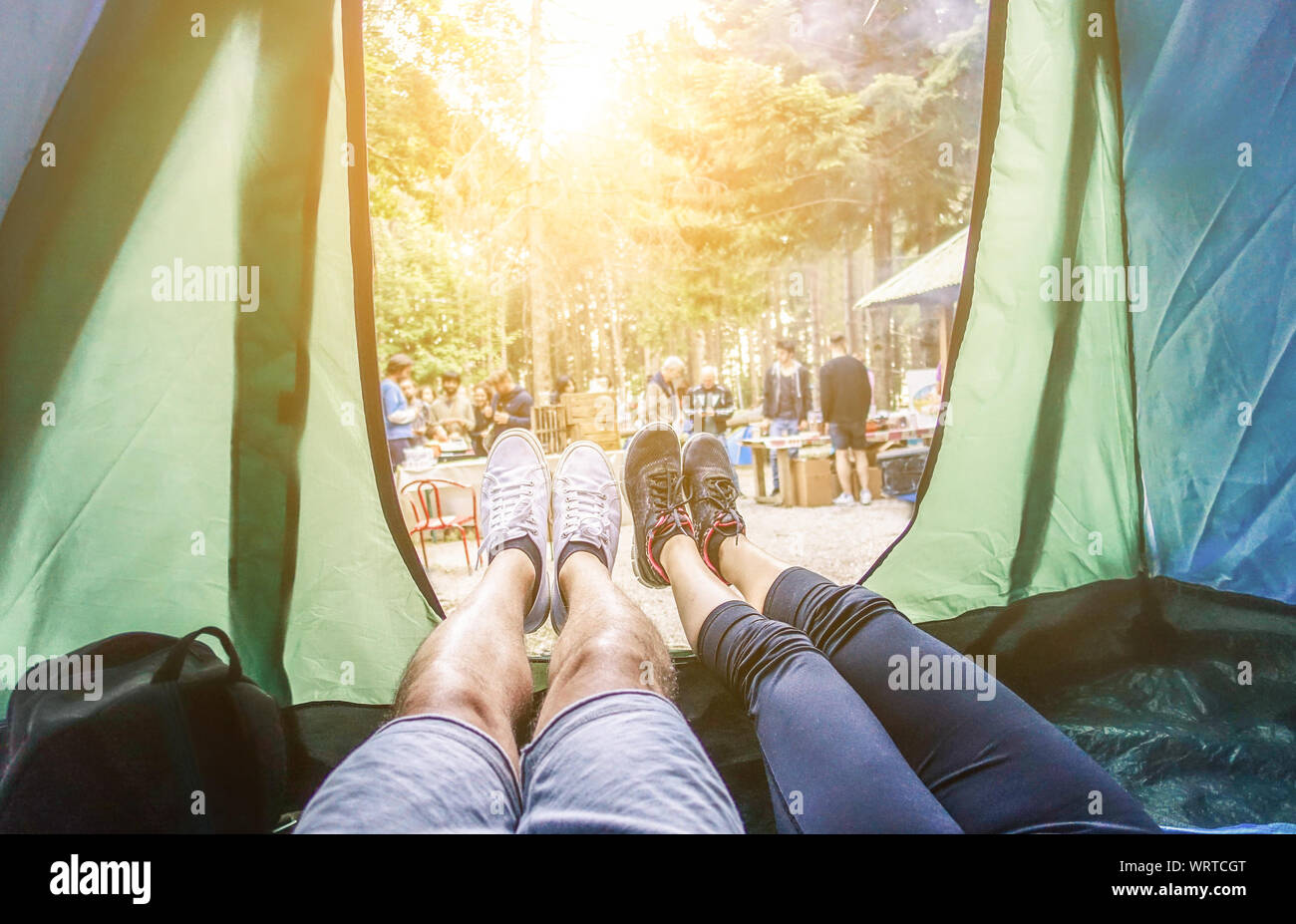 Two women lying in tent hi-res stock photography and images - Alamy