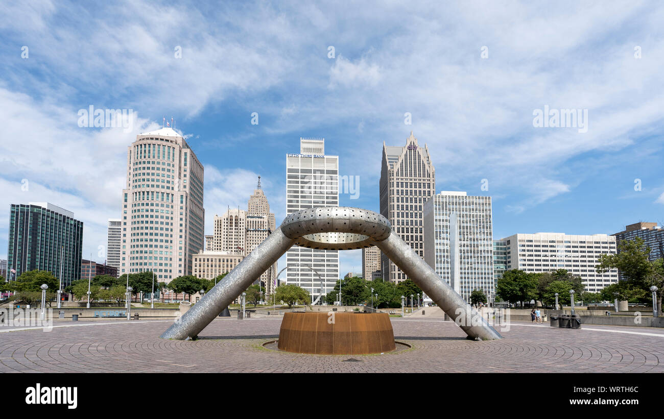 Landscape view of downtown Detroit in Michigan USA Stock Photo - Alamy