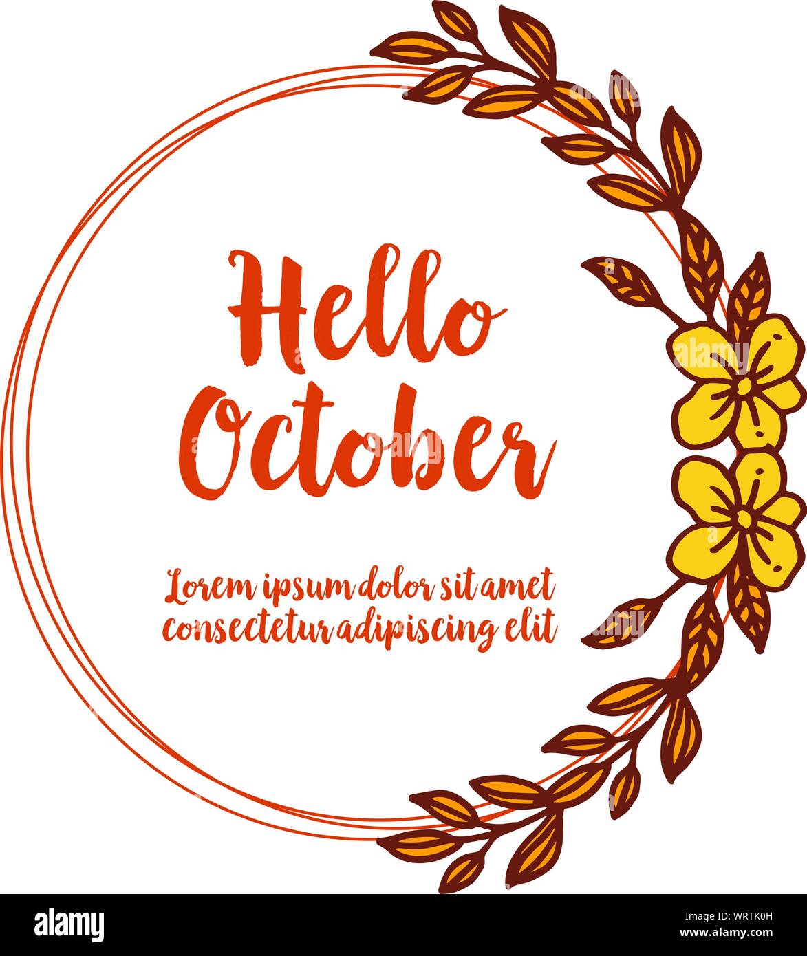 Modern autumn leaves and flower frame, for calligraphy hello october ...