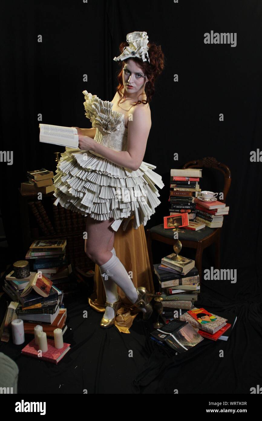 Girl in Paper Dress Stock Photo - Alamy