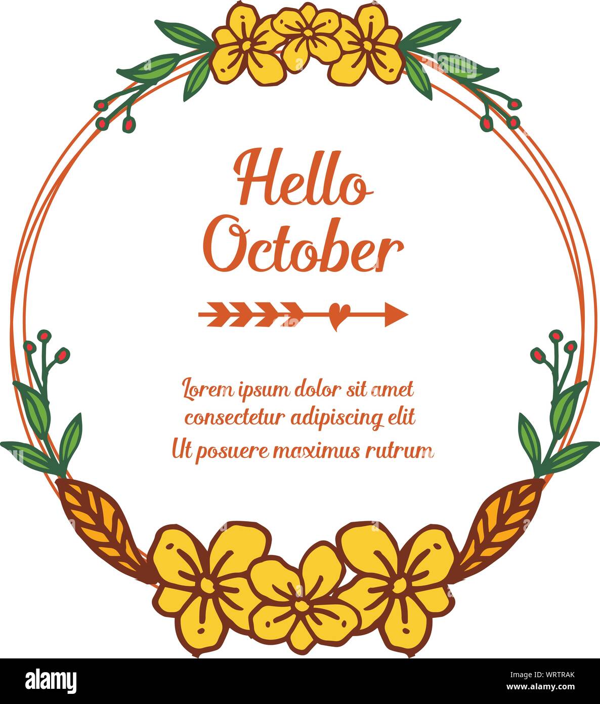 Template of handwritten lettering hello october, with abstract autumn ...