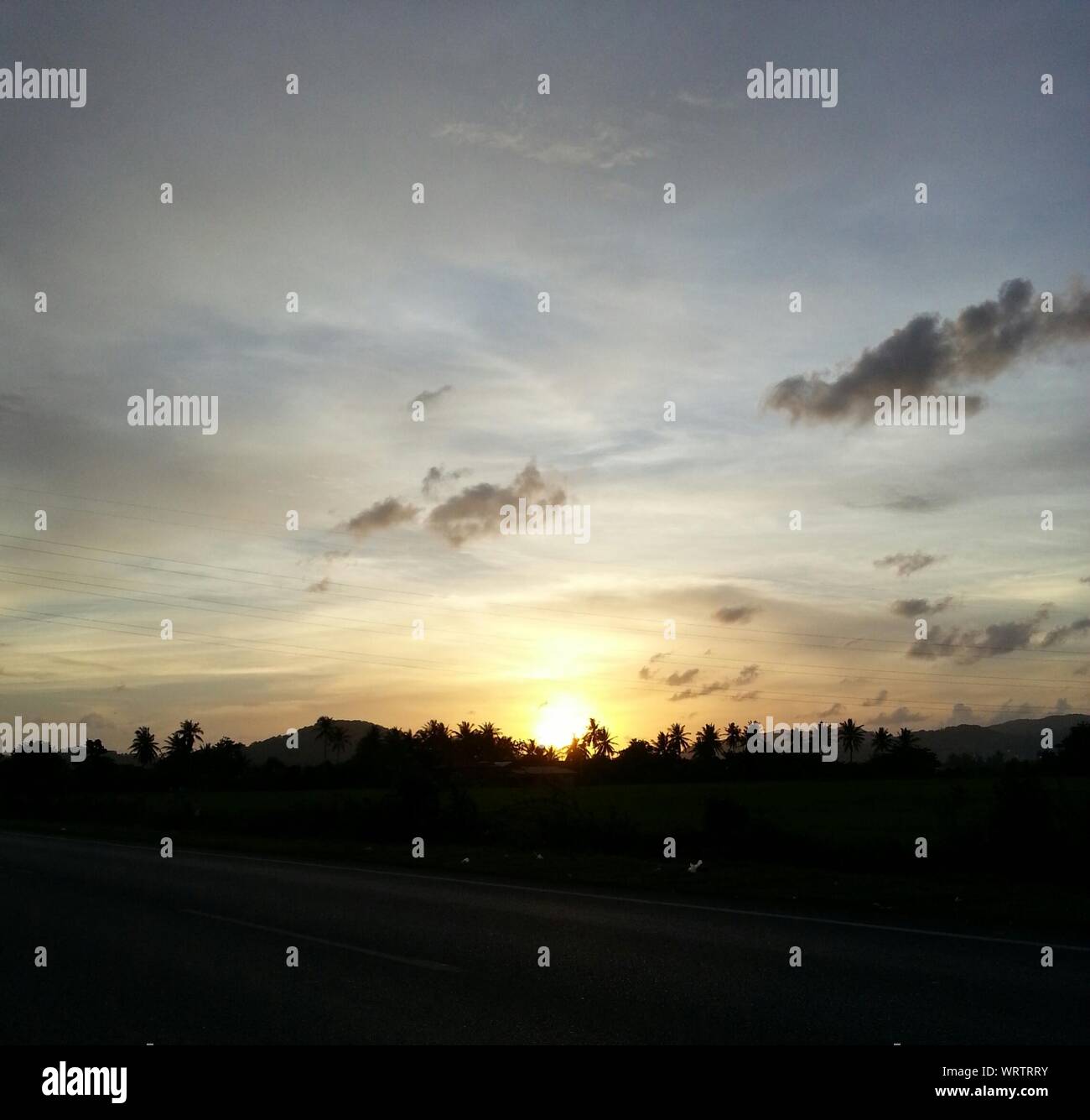 Sunset behind palm trees hi-res stock photography and images - Alamy