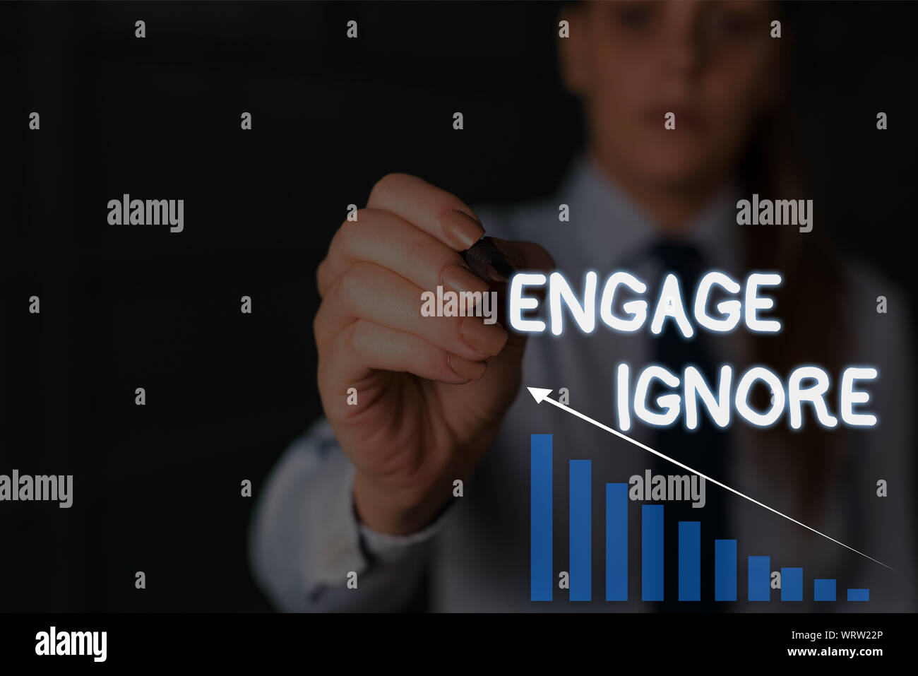 Writing note showing Engage Ignore. Business concept for Silent ...