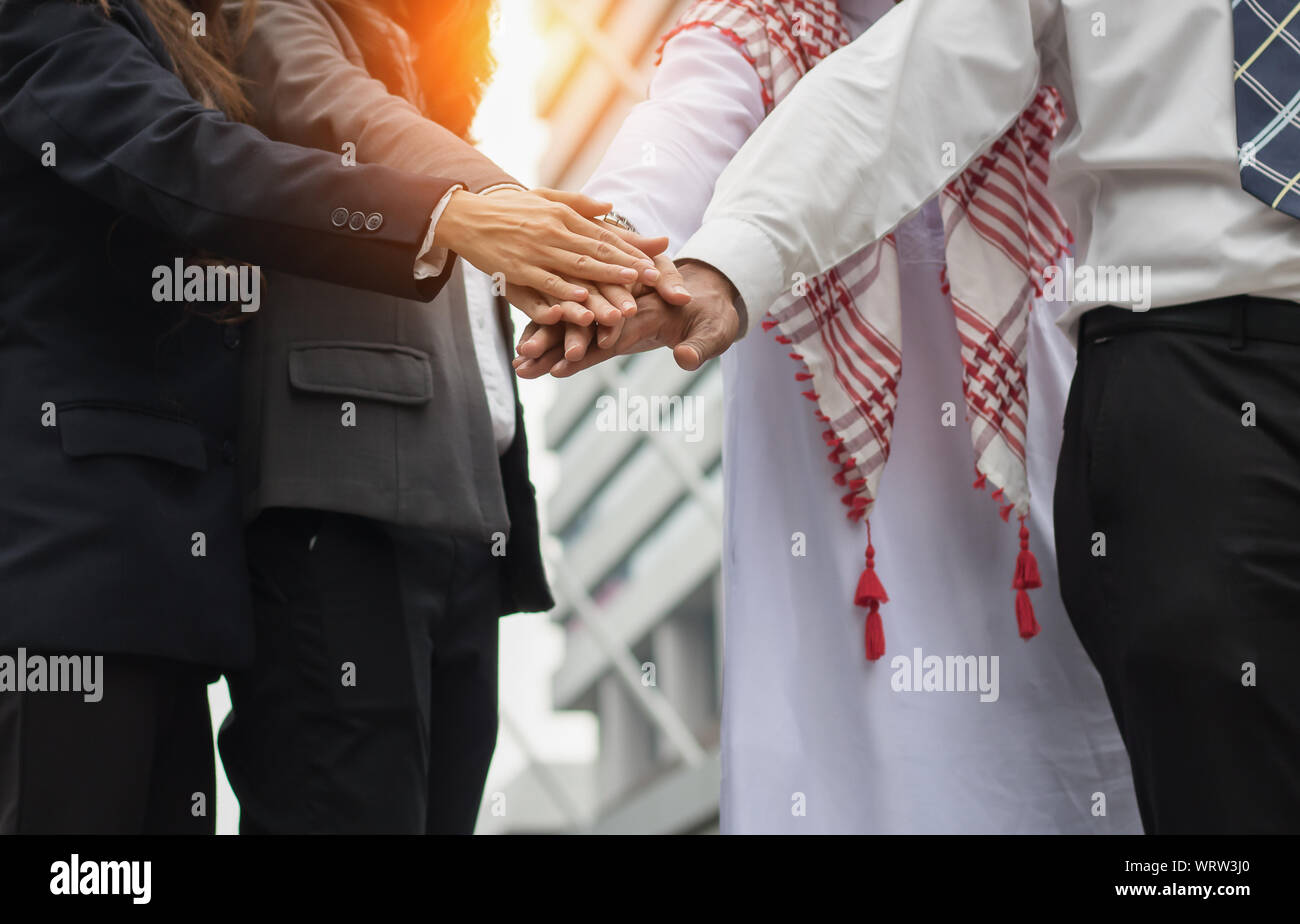 group of hand teamwork concept Stock Photo - Alamy